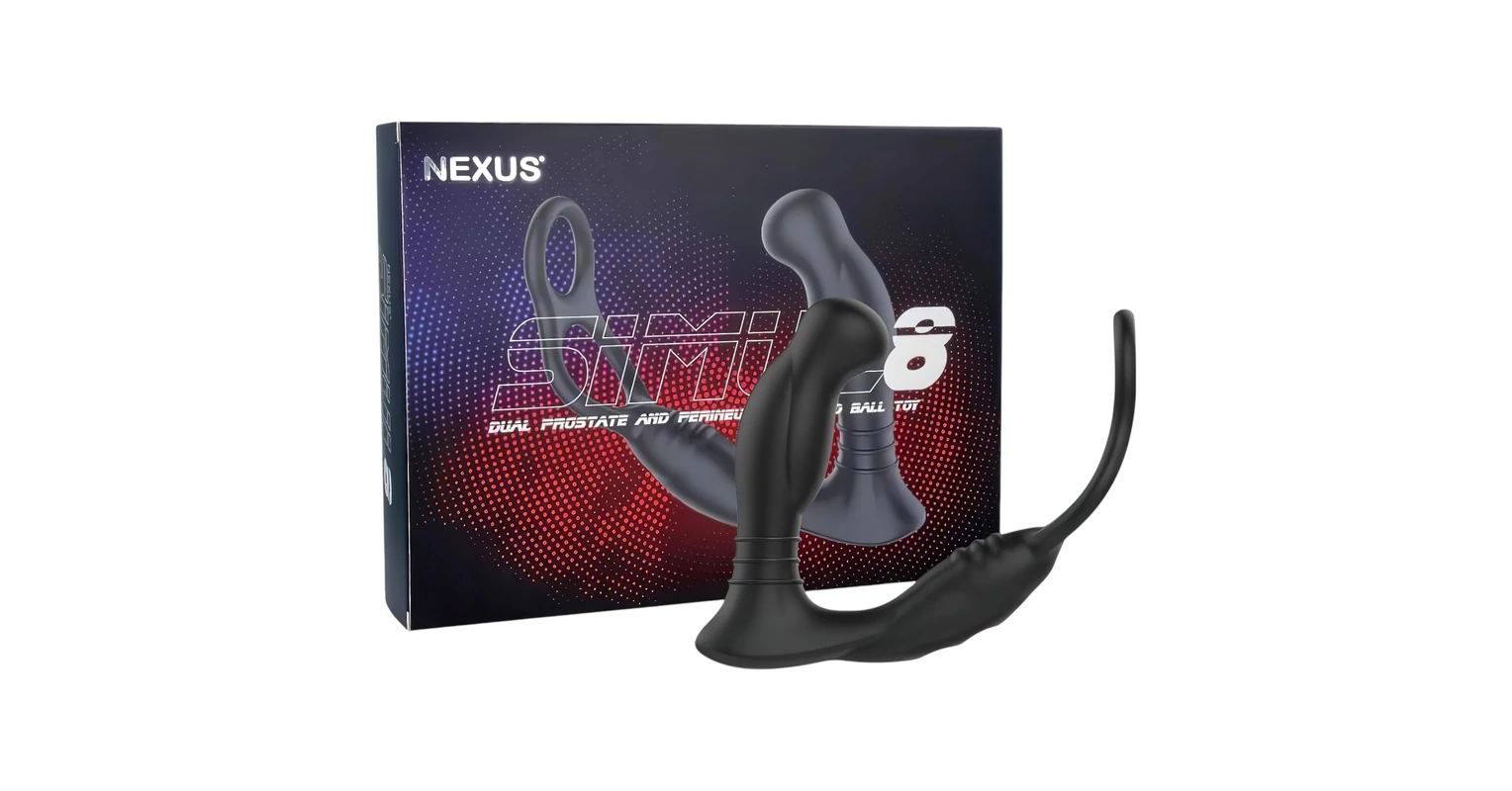 Nexus Simul8 - vibrációs péniszgyűrű anál dildóval (fekete) - Péniszgyűrű - Vágyaim Szexshop